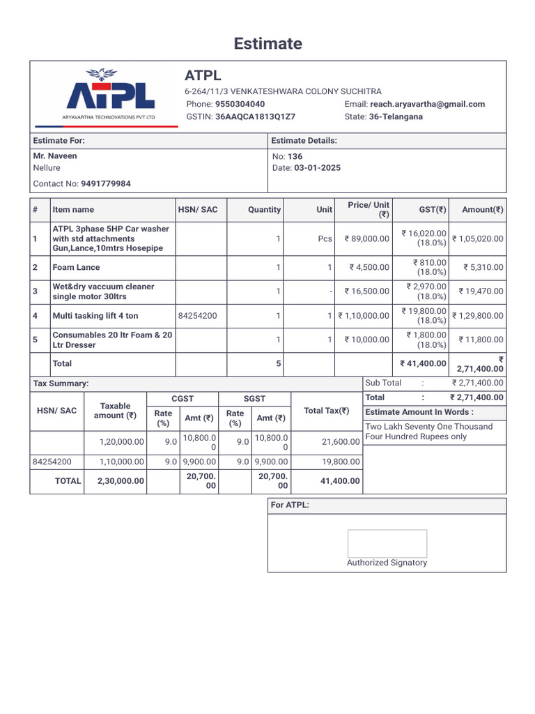 Estimate 136 03-01-2025 | PDF | Sales | Economy Of Asia