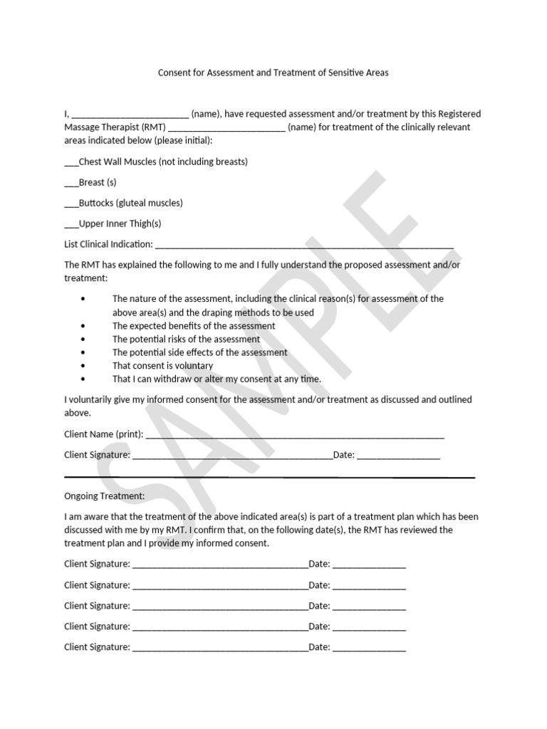 Consent for Sensitive Area Treatment | PDF