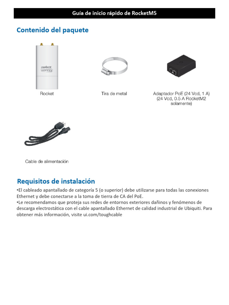 Guia de Inicio Rapido ROCKETM5 | PDF | Antena (Radio) | Radio