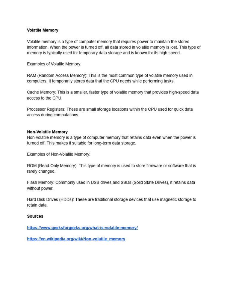 Volatile Memory | PDF
