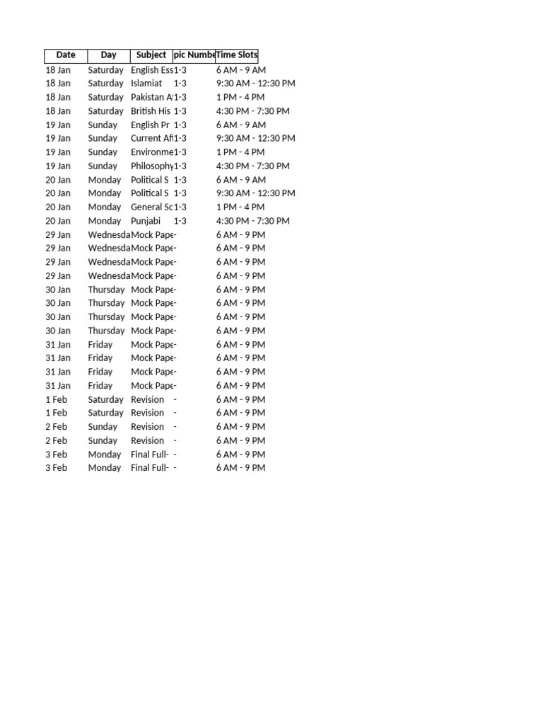 CSS_20_Days_Timetable (1) | PDF