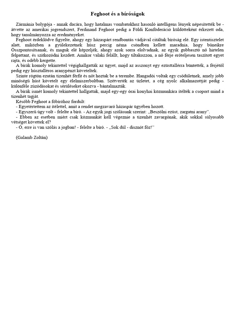 Feghoot És A Bírságok | PDF