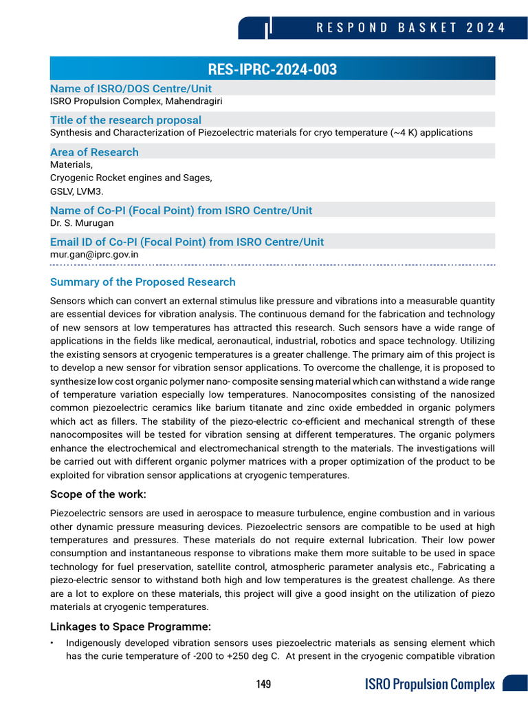 RES-IPRC-2024-003: Name of ISRO/DOS Centre/Unit Title of The Research ...