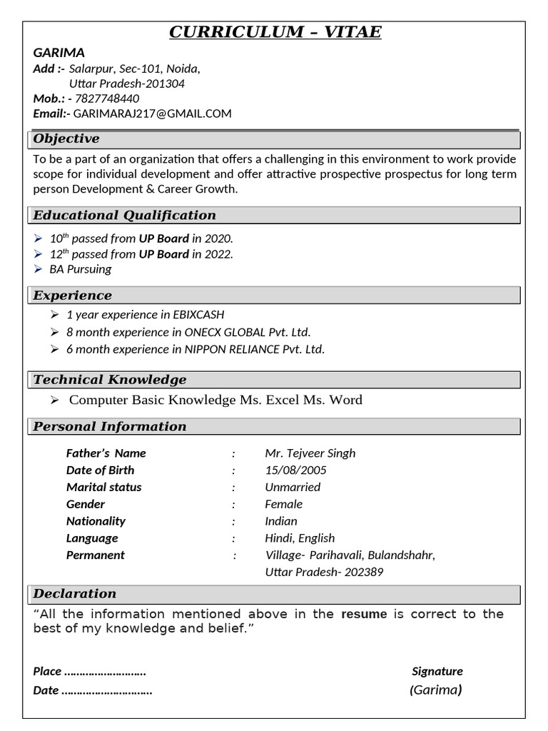 Garima RESUME (1) - 1 | PDF
