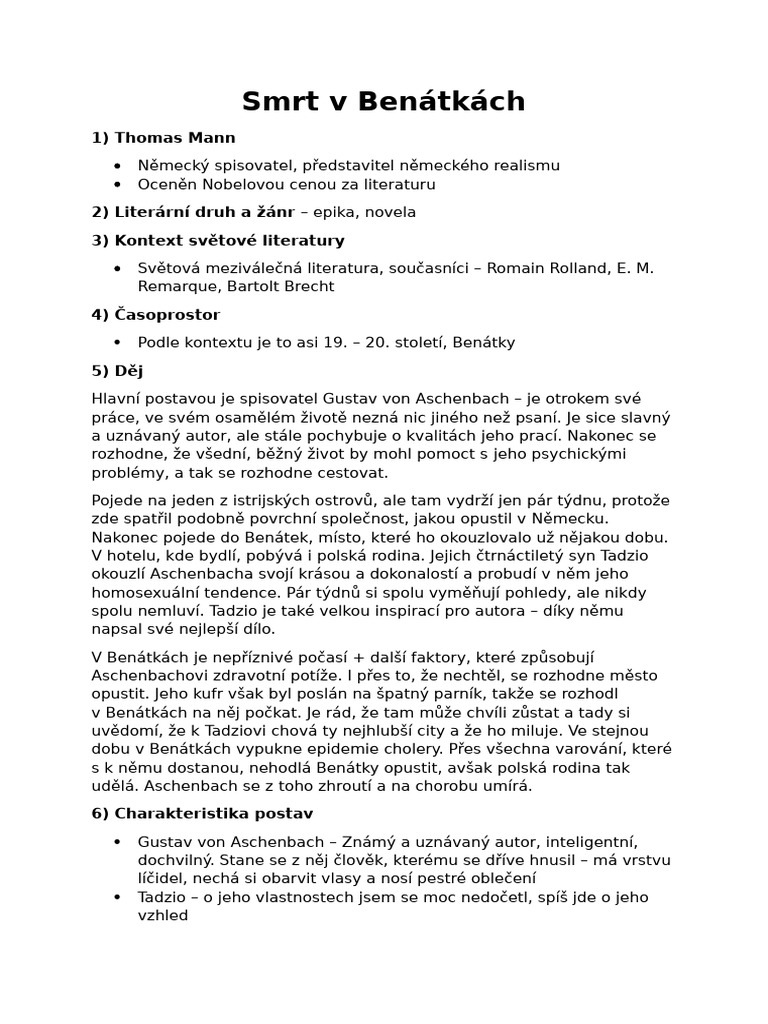 SMRT V Benátkách - Thomas Mann | PDF