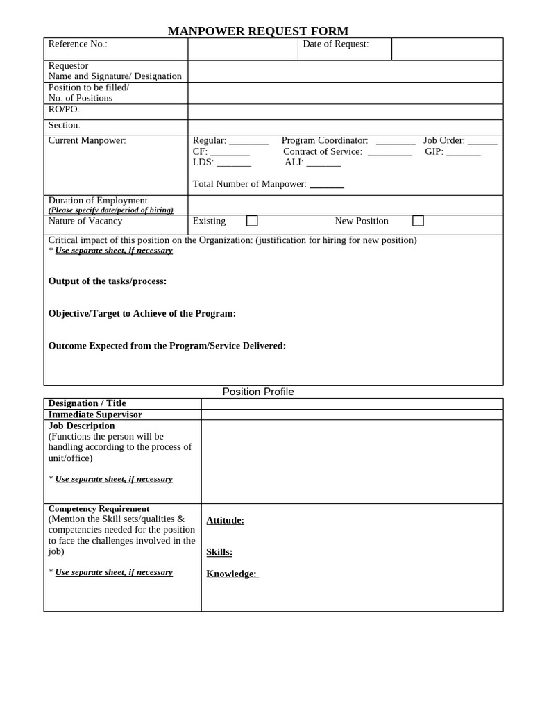Manpower-request-form-REVISED - Blank Form | PDF | Human Resources ...