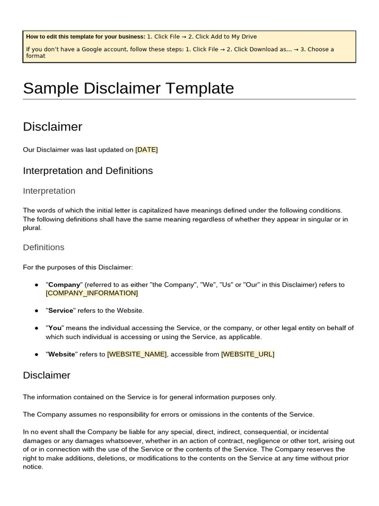 Sample Disclaimer Template | PDF | Disclaimer | Fair Use