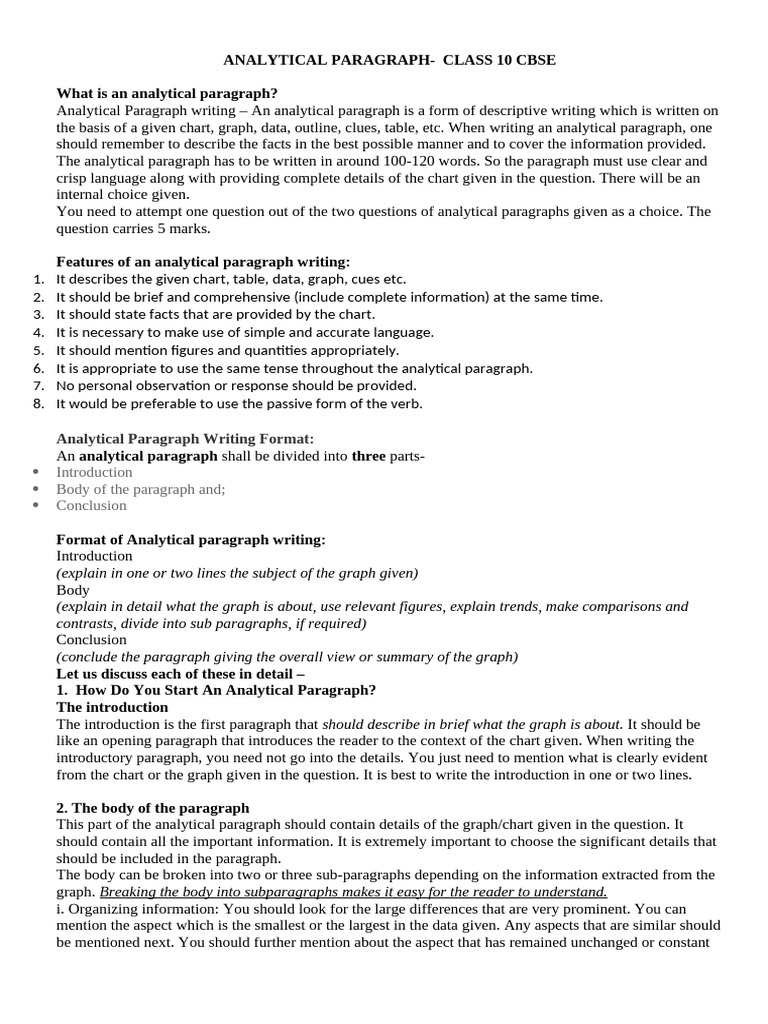 Analytical Paragraph Writing Guide | PDF | Household | Poverty