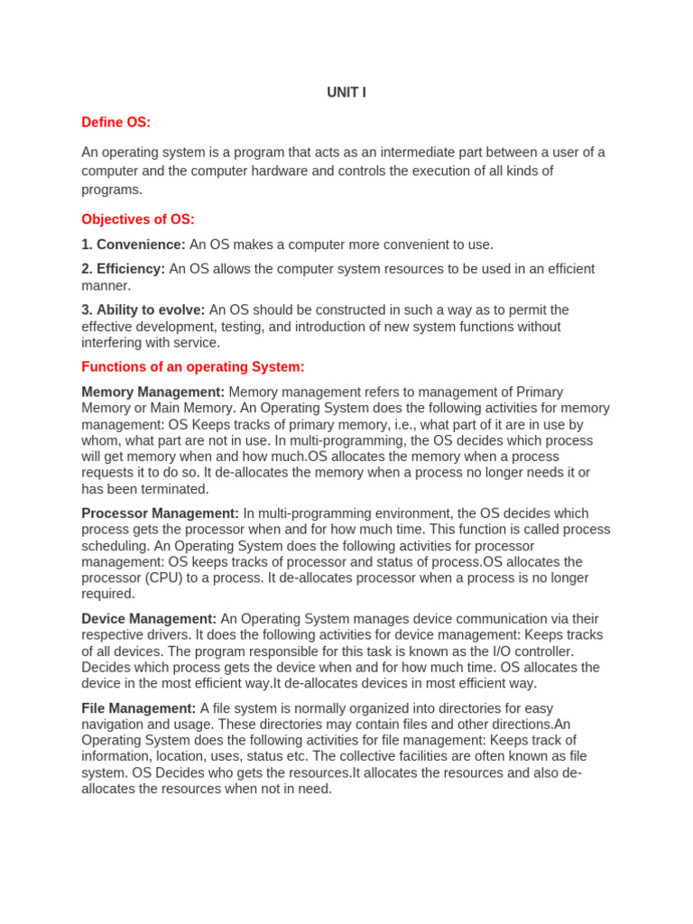 unit1_OS | PDF | Thread (Computing) | Process (Computing)