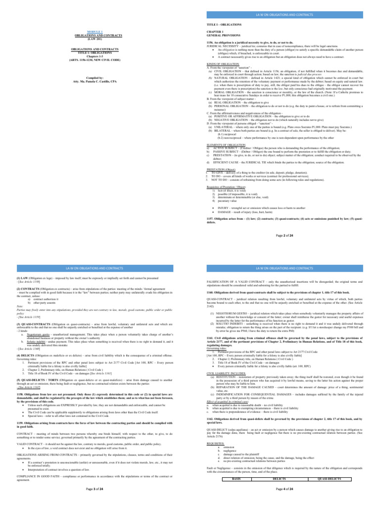 mod 1 | PDF | Law Of Obligations | Legal Liability