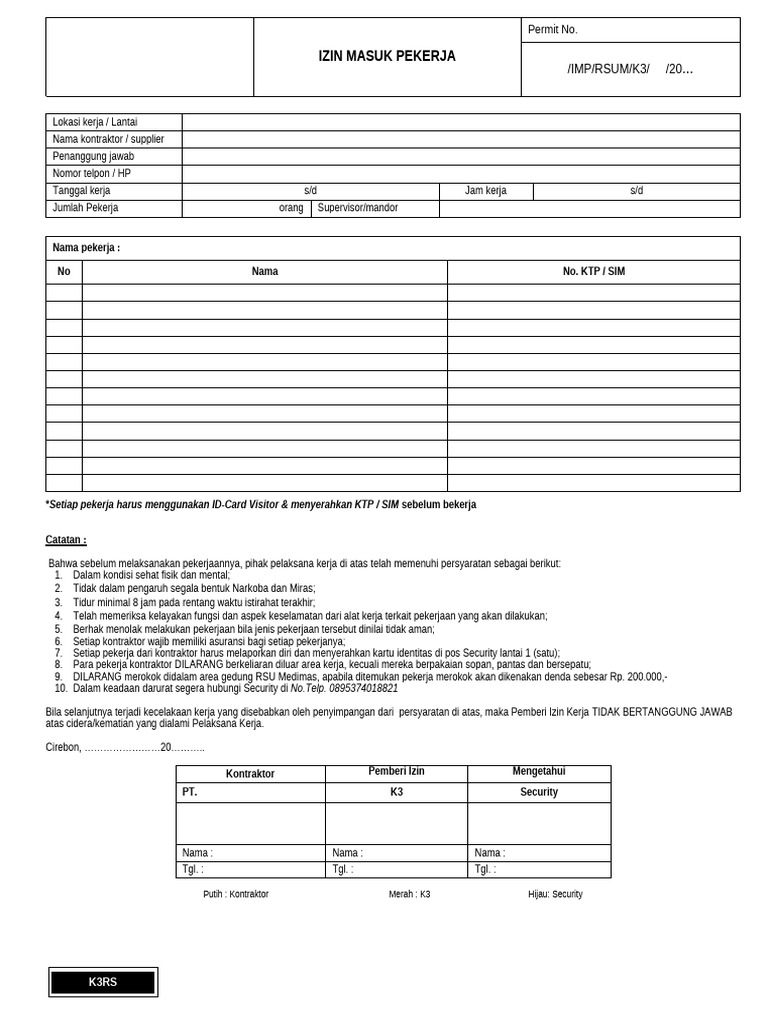 Form Work Permit | PDF