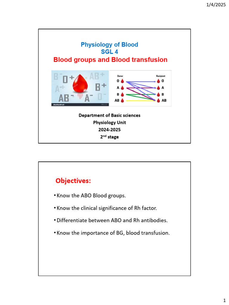 SGL 4 (Blood Groups & Blood Transfusion) | PDF | Blood Type | Blood ...