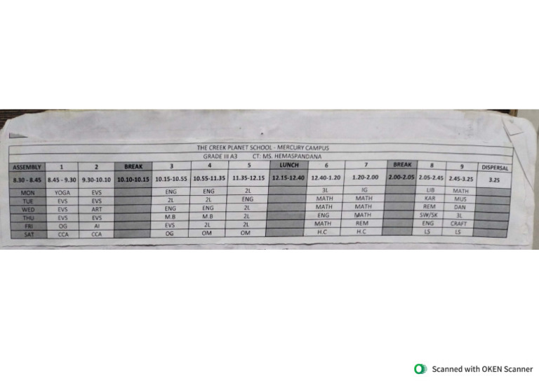 Grade 3 Time Table | PDF
