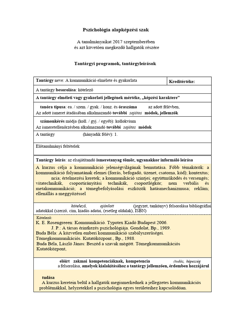 Pszichologia BA 2017 | PDF