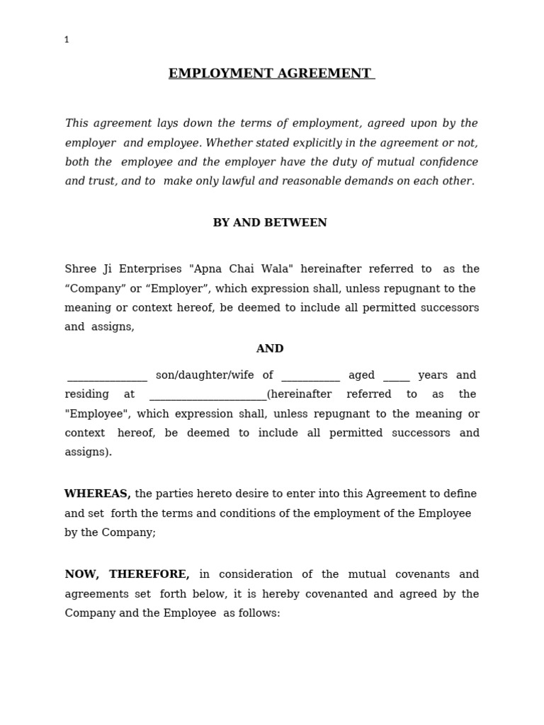 EMPLOYMENT AGREEMENT copy | PDF | Employment | Indemnity