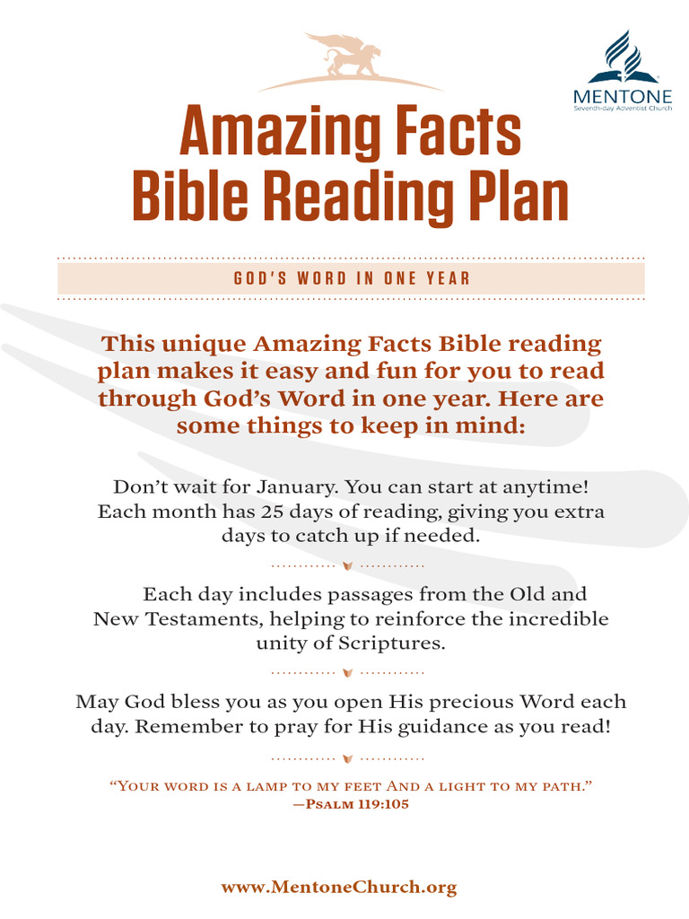 Amazing Facts Yearly Bible Reading Plan 28 | PDF | Bible | Gospel Of ...