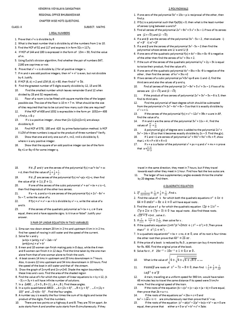 HOTS Class 10 Chapter-Wise | PDF