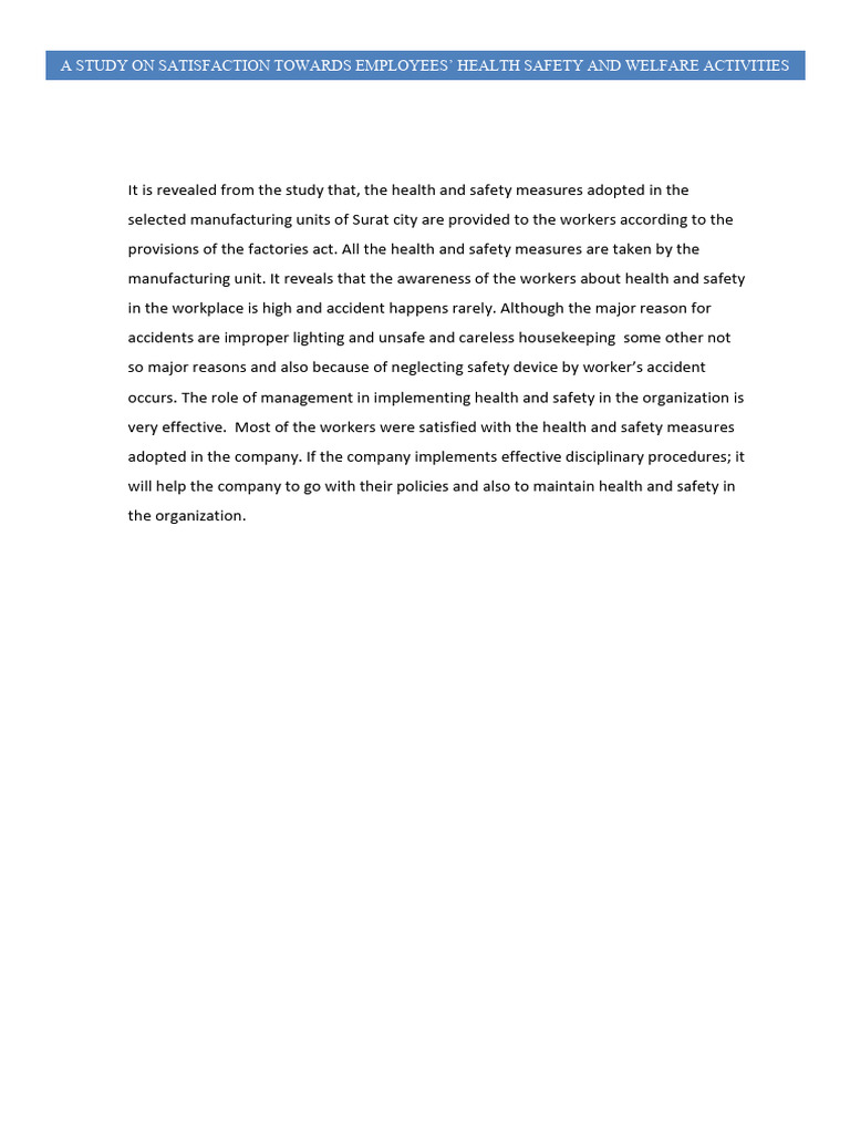 Conclusion and Suggestions | PDF | Occupational Safety And Health | Safety