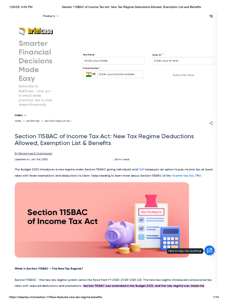 Section 115BAC: New Tax Regime Explained | PDF | Economies | Taxation