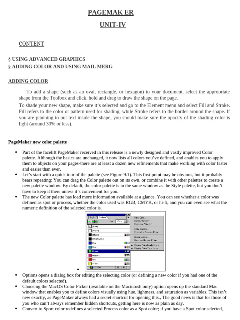 Advanced Color Techniques in PageMaker | PDF | Cursor (User Interface ...