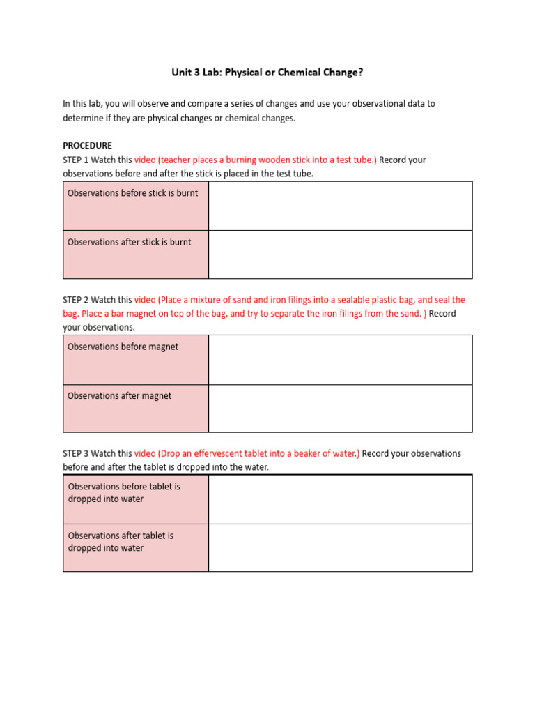 Marwa Nawaz - Physical Vs Chemical Change Lab | PDF | Data | Cognition