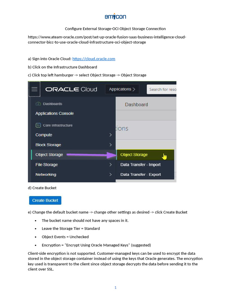 Configure External Storage OCI Object Storage Connection | PDF | Cloud ...