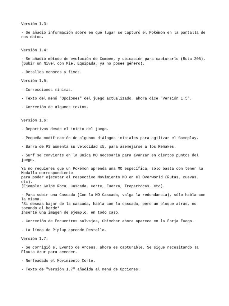 Changelog de Versiones | PDF