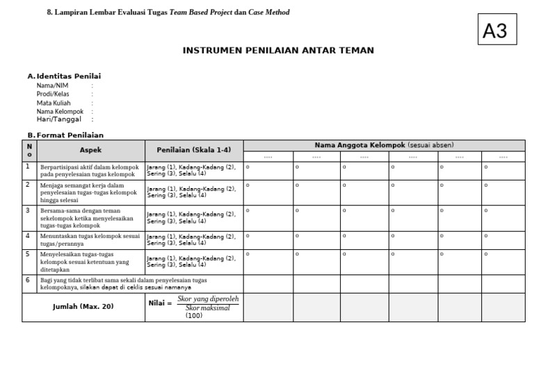 INSTRUMEN ANTAR TEMAN (Kelompok Presentasi) | PDF