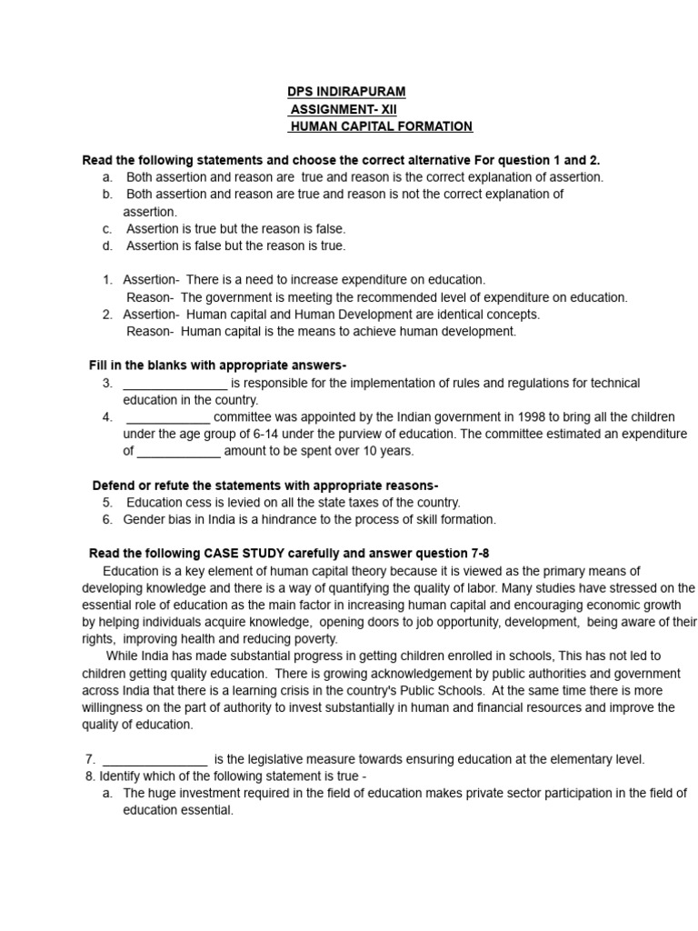 Assignment | PDF | Human Capital | Economic Growth