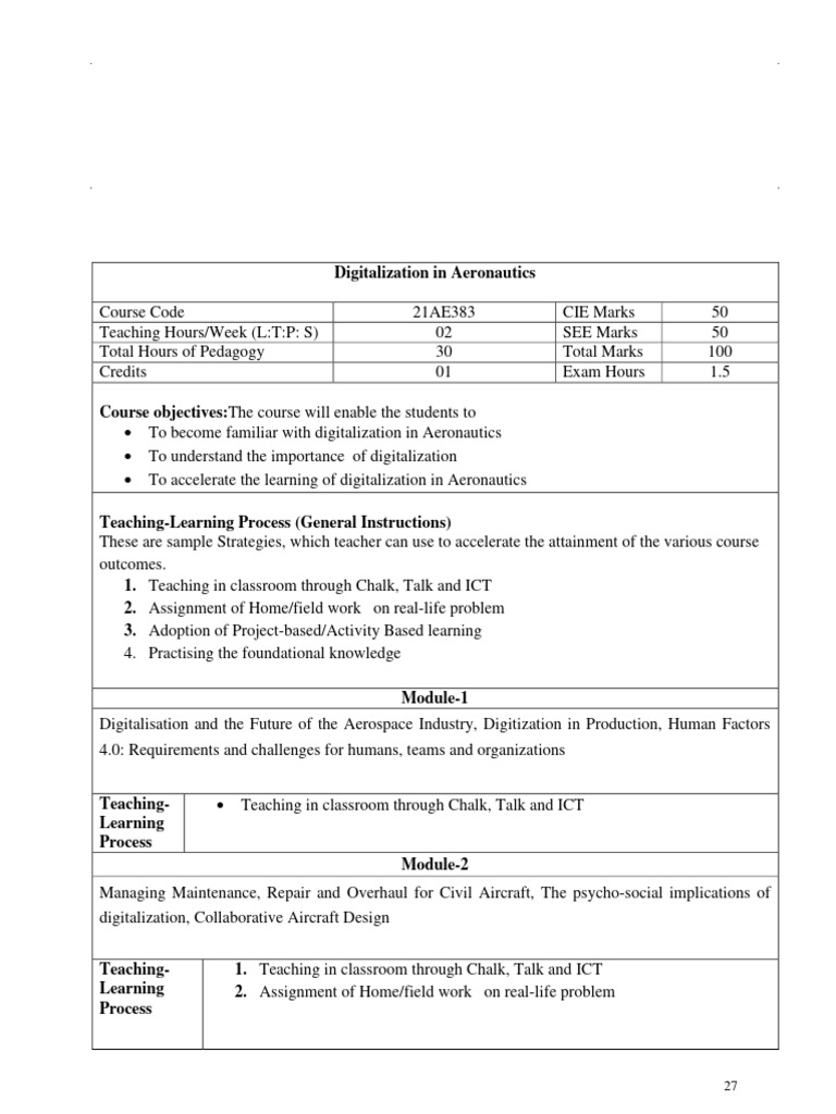 Aircraft Digitalization VTU | PDF | Educational Technology | Project ...