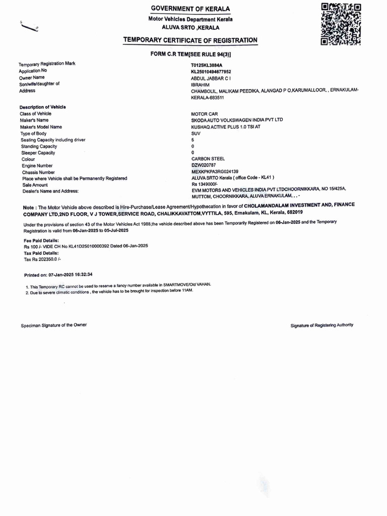 Skoda Kushaq Docs | PDF | Receipt | Vehicles