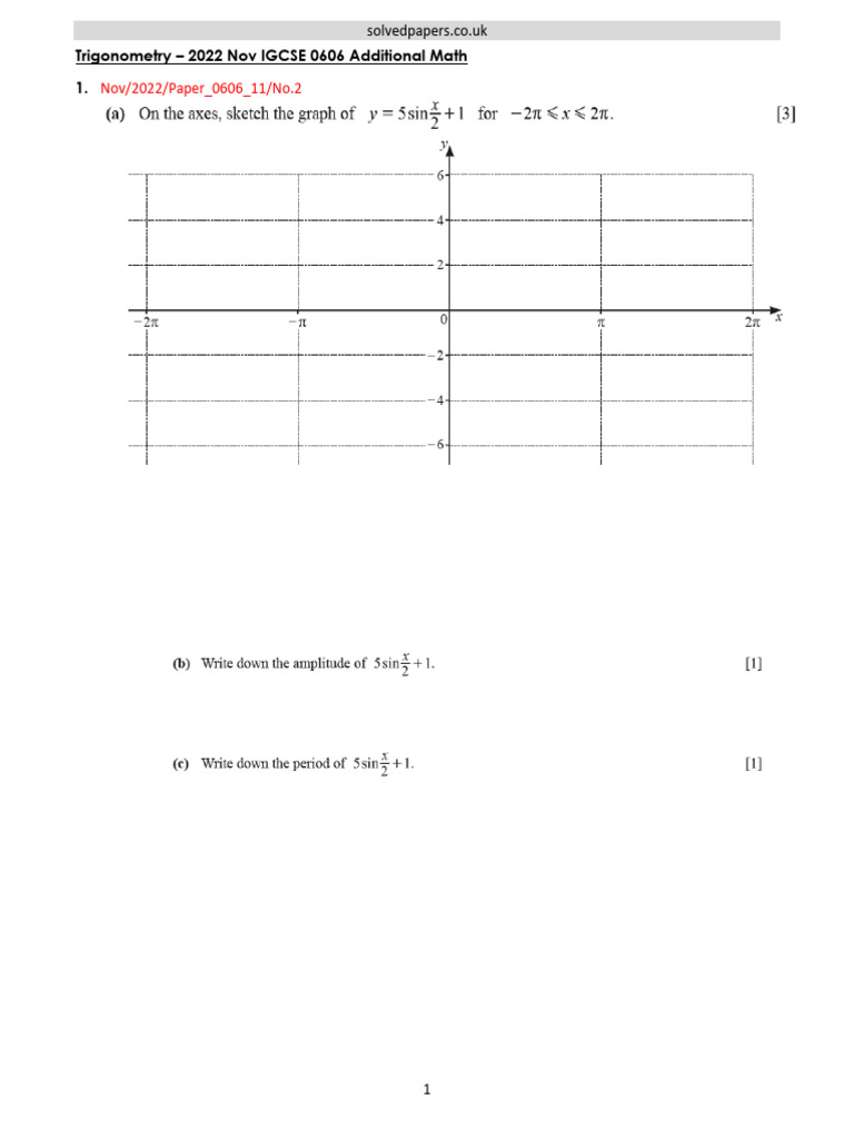2022N Trigonometry IGCSE 0606 Add Math | PDF