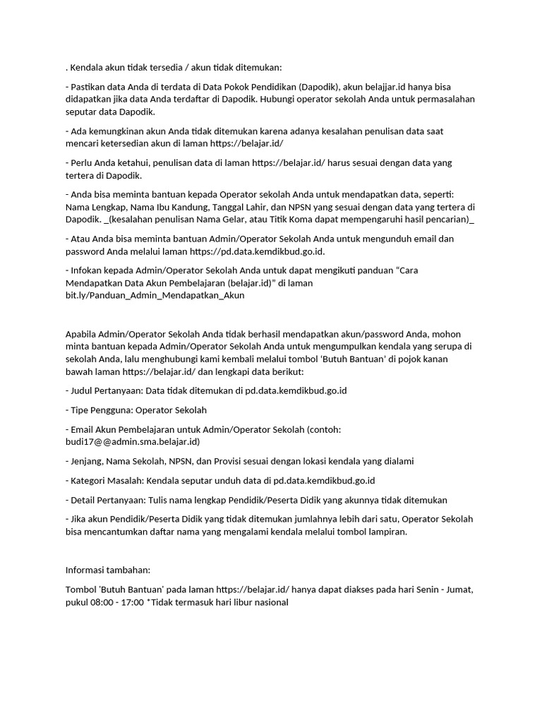 Kendala Akun Tidak Tersedia | PDF