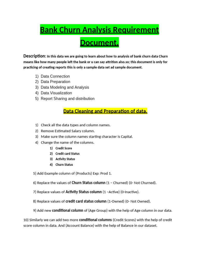 Bank Churn Data Analysis Guide | PDF | Data