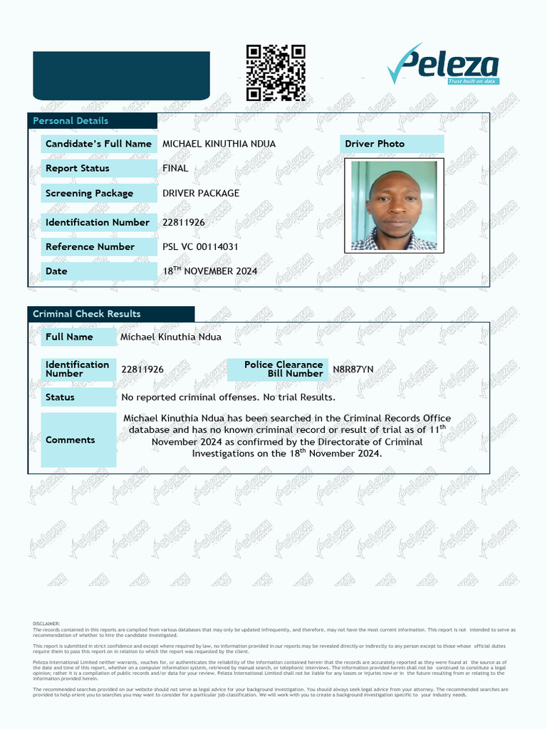 Bolt Driver Background Check Report | PDF | Criminal Record ...
