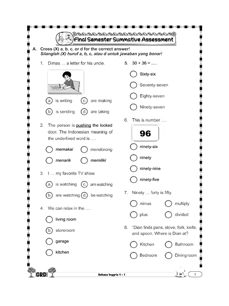 09 - Bahasa Inggris 4 SD Merdeka - Final Semester Summative Assessment ...