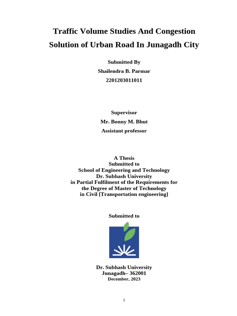 PROJECT REPORT of Traffic Volume Capacity | PDF | Traffic | Transport