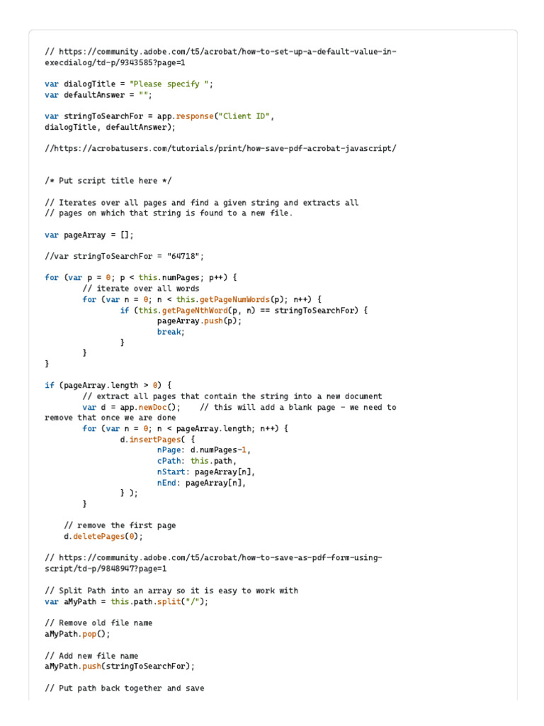 Adobe PDF Javascript To Extract Name, Save File - Stack Overflow | PDF