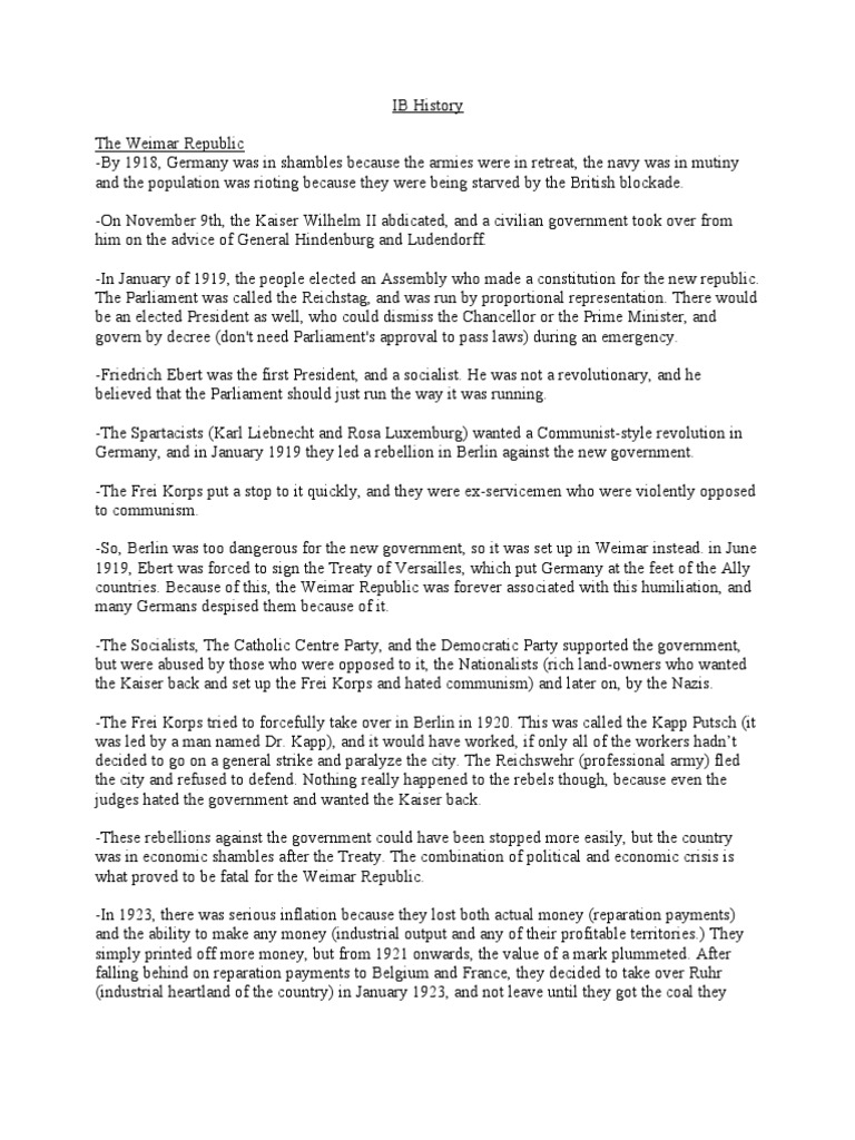 History Notes | PDF | Weimar Republic | Nazi Germany