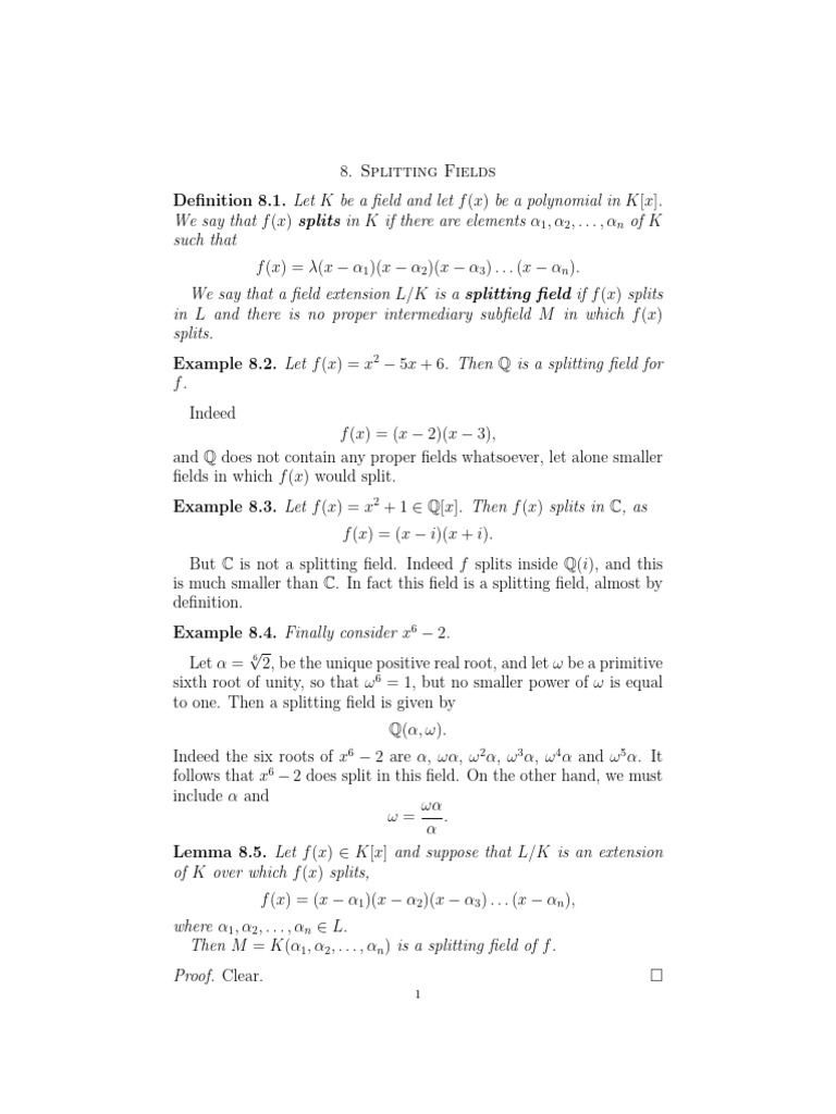 Splitting Field | PDF | Ring (Mathematics) | Field (Mathematics)