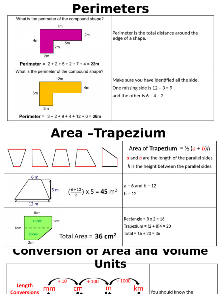 Geometry: Perimeter, Area, and Volume Calculations | PDF | Area ...