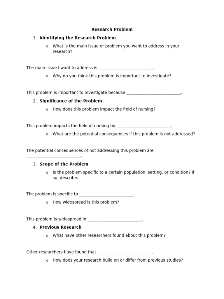 Nursing Research Problem Guide | PDF