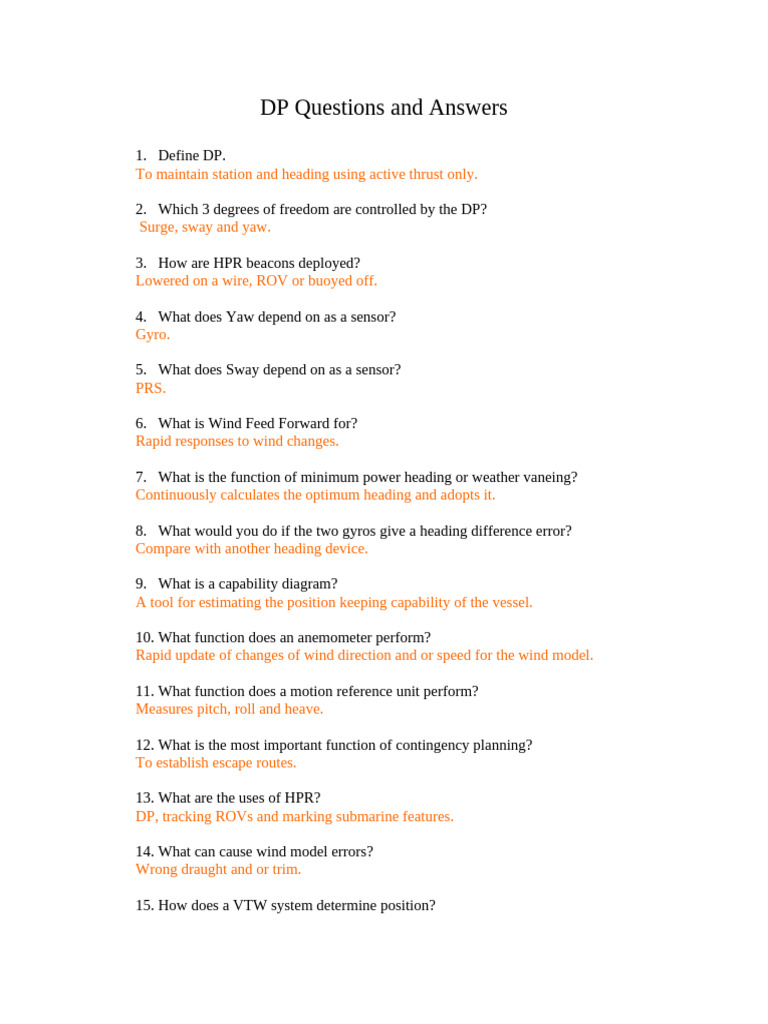 Dynamic Positioning (DP) System Q&A Guide | PDF | Rocket Engine
