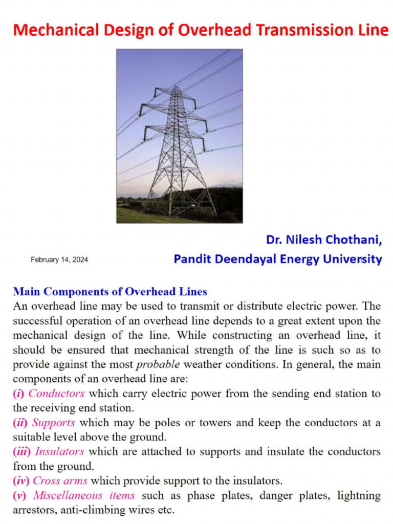 Class Chp 3 Mechanical Design of Overhead Transmission Line | PDF