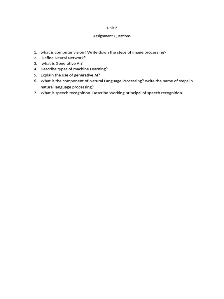 Assignment Question Unit2-1 | PDF