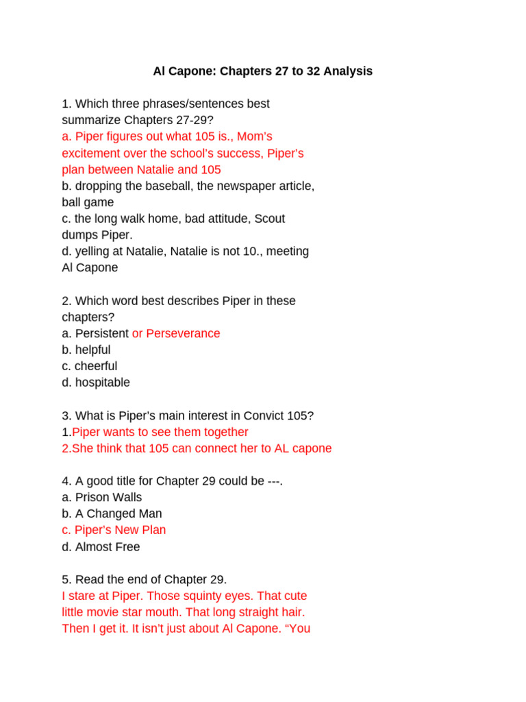 Alicia McNiece-Vides - Al Capone - Chapters 27 To 29 Analysis | PDF