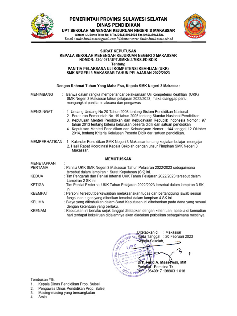 SK Panitia Ukk 2023 | PDF