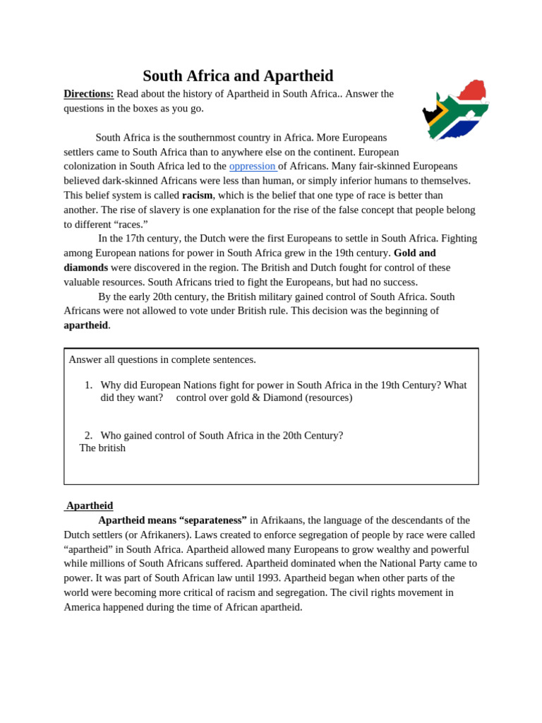 History of Apartheid in South Africa | PDF | Apartheid | Nelson Mandela