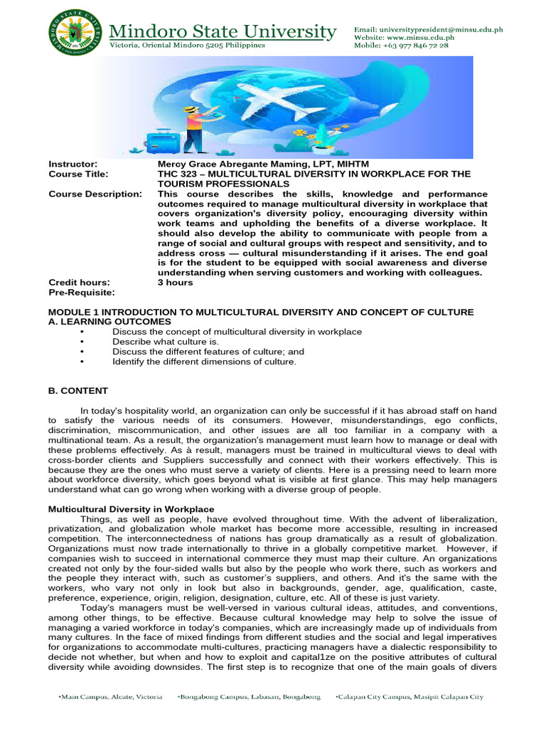 Information Sheet Module 1 Multicultural Diversity | PDF | Multiculturalism | Cultural Diversity