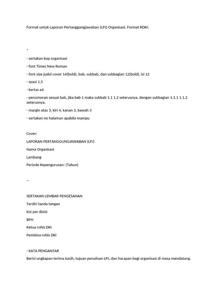 Format LPJ Organisasi Terstruktur | PDF